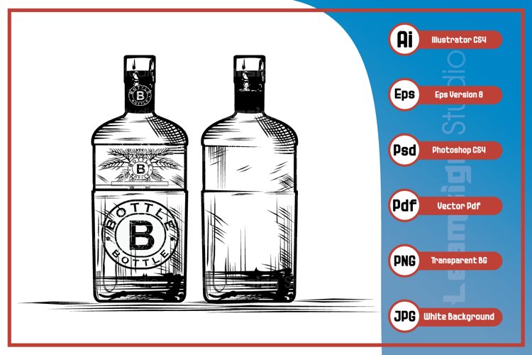 Vector Illustration - realistic bottle sketch