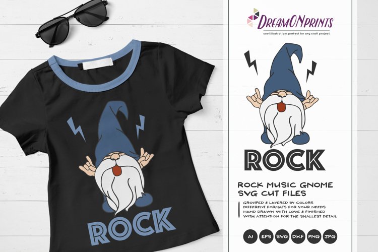 Music Gnome SVG - Rock Music Cut Files