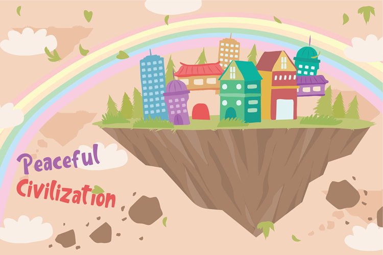 Peaceful Civilization - Vector Illustration