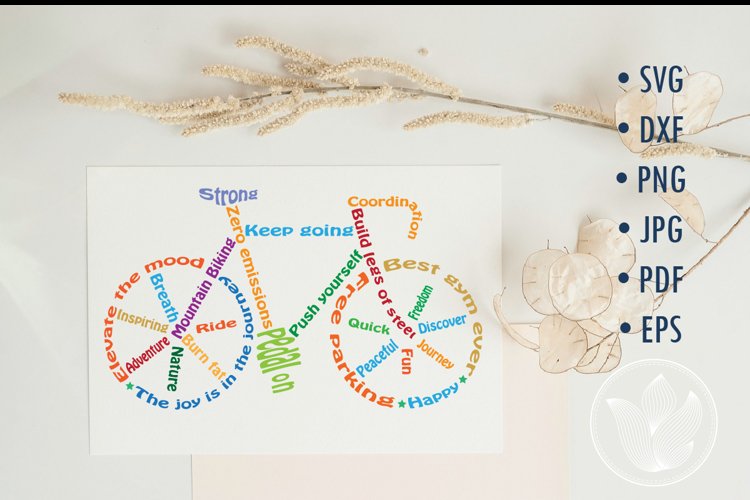 Bicycle Word Art design, Svg cut file, Lettering design (101958) | Cut ...