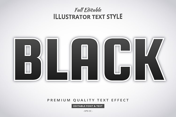 Black Elegant 3d Illustrator Text Style Effect