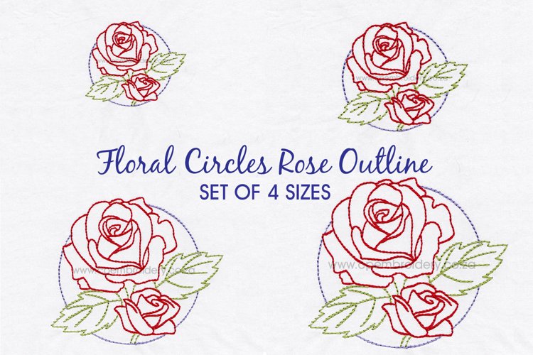 Floral Circle Rose Outline Machine Embroidery Design (194633 ...