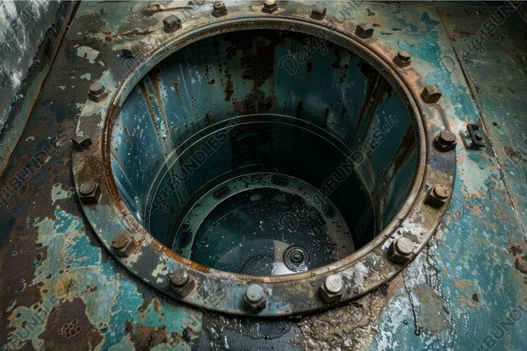 Rustic industrial hatch with weathered patina