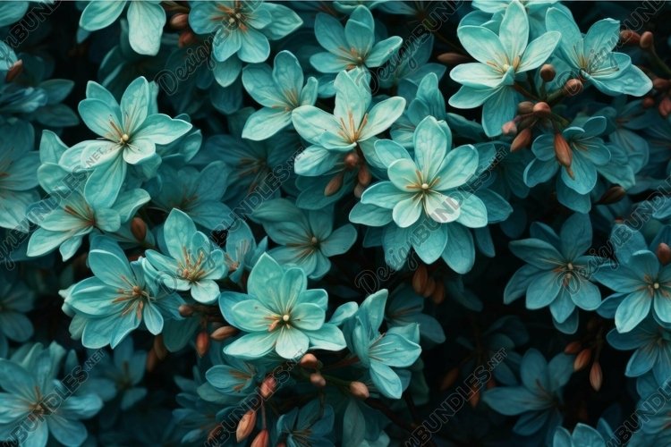 Graceful Teal flowers bush plant. Generate Ai