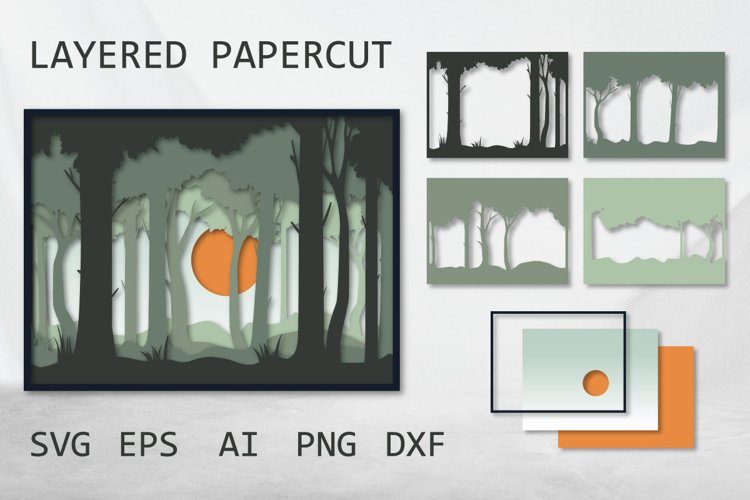 Layered paper craft, paper cut out, Paper cut, 3D Forest SVG (1239259 ...