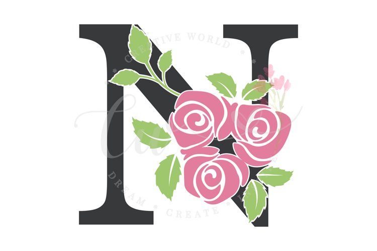 Letter N Rose Floral Alphabet SVG | Flower Alphabet SVG (578742) | SVGs ...