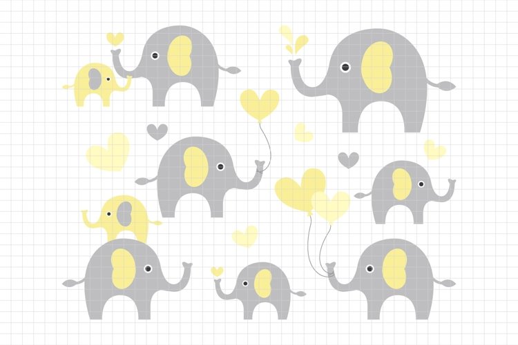 Cute Elephants-Digital Clipart LES.CL10C (20484) | Clipart | Design Bundles