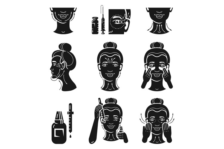 Lifting facial icons set, simple style (566305)