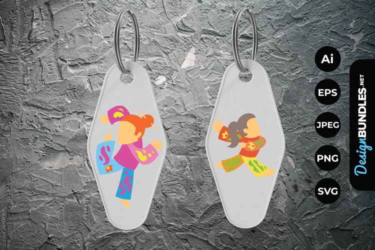 Scandinavian Dancing Girl Keychain SVG