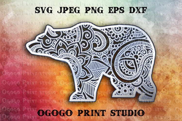 3D Layered Bear Mandala Svg, Zentangle SVG, Animal Svg (1038309) | Cut ...