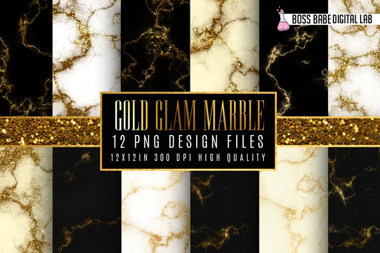 Gold Glam Marble Digital Papers