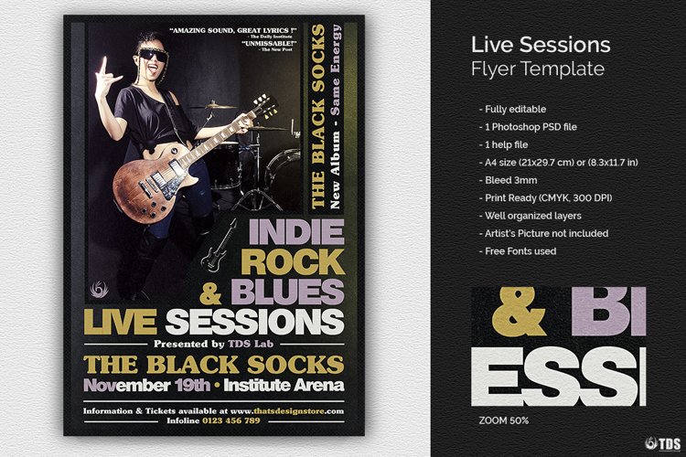 Live Sessions Flyer Template (42285) | Flyers | Design Bundles