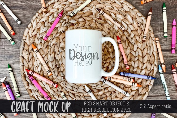 Sublimation mug with crayons MOCK UP | PSD & JPEG