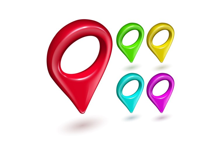 Gps Pointer Multicolor Navigate Locate Set Vector