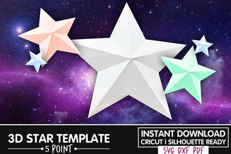 5 Point 3D Star Template, SVG, DXF and PDF printable