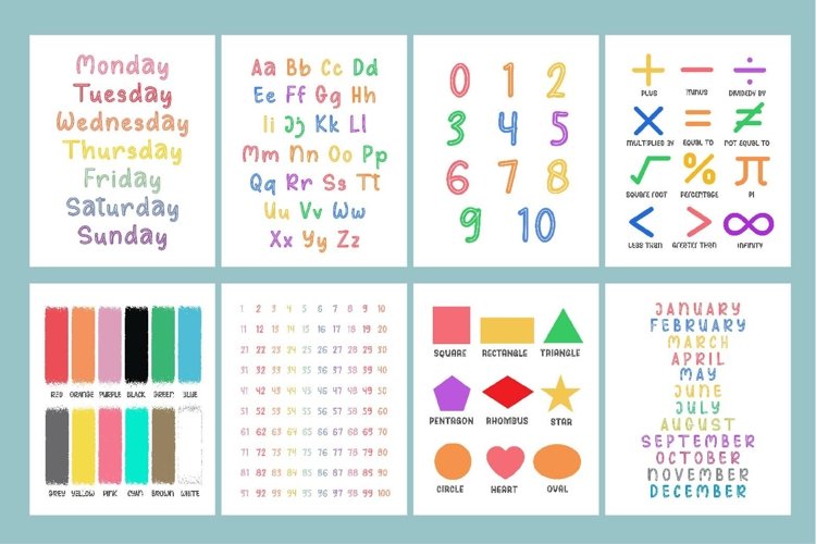 8 Sets Educational Prints JPEG (2056347)