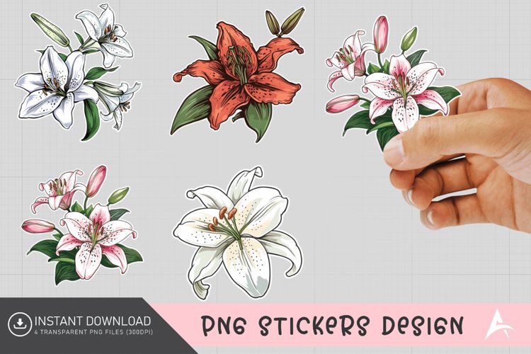 Lily Sticker Clipart,Botanical Lily Sticker