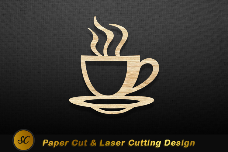 Wooden coffee cup steam design beverage Laser Cut Files