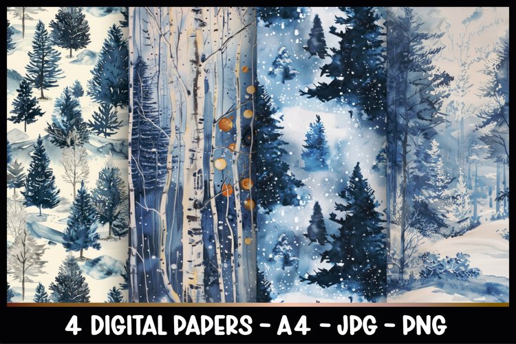 4 Winter Digital Papers I Christmas Junk Journal (3672882)