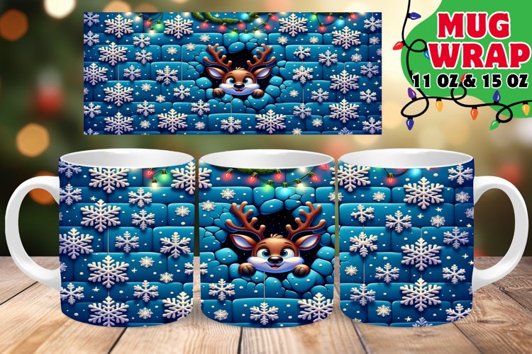 Winter Cartoon Fun 3D Mug Wrap 15oz Printable