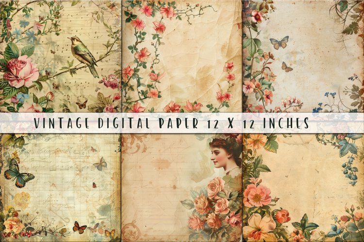 Vintage Flowers Junk Journal Scrapbook Paper (3896210)