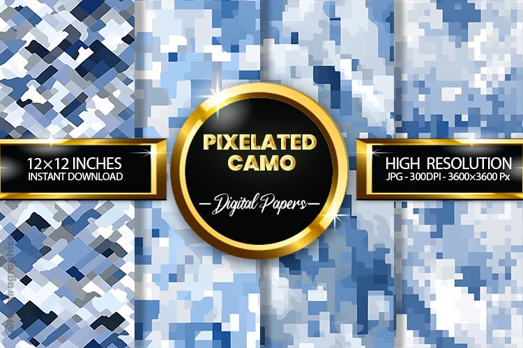 Pixelated Camo Digital Papers - 04 Variations (3587905)