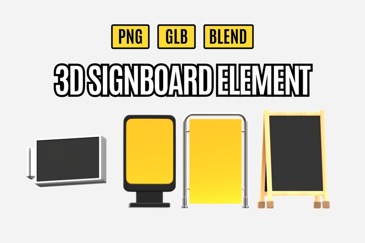 3D Signboard Mockup Pack 3