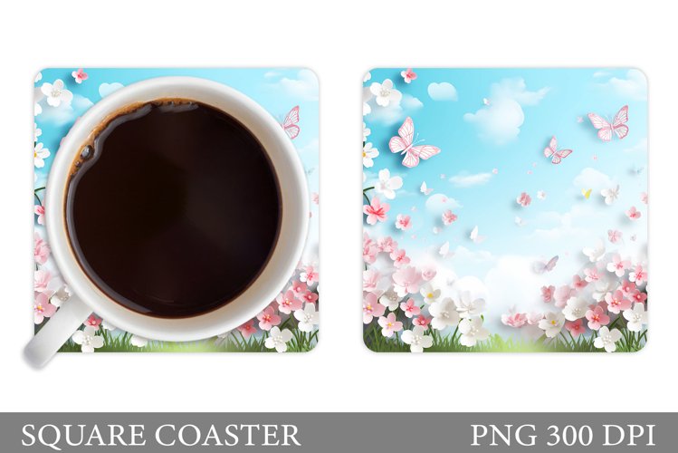 Spring Coaster Design. Butterflies Coaster Sublimation