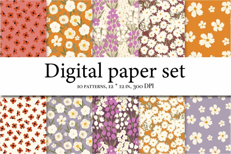 Wildflowers Aesthetics Digital Paper, Meadow (2378417)