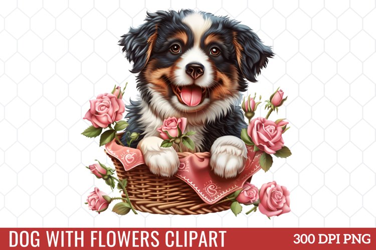 Dog With Flowers Clipart (3482553)