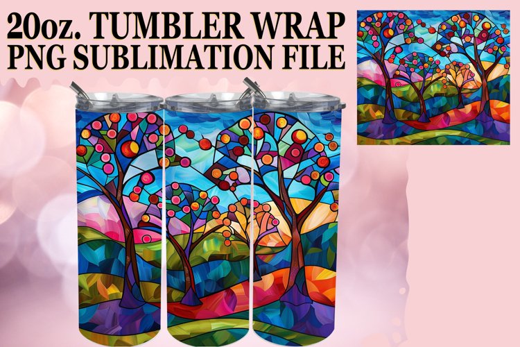 Sublimation Design: Colorful Tree Stained Glass 20oz