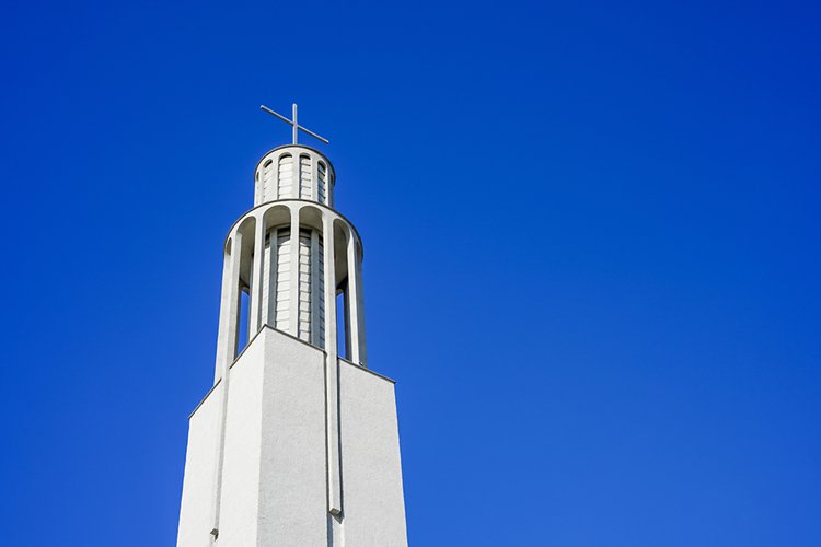Catholic Church on blue sky background, copy space (2451922)