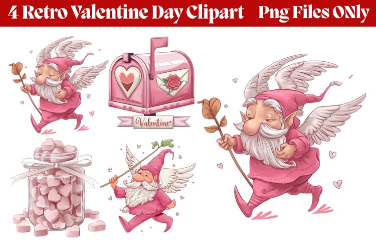 Retro Valentine Day Clipart PNG (5156756)