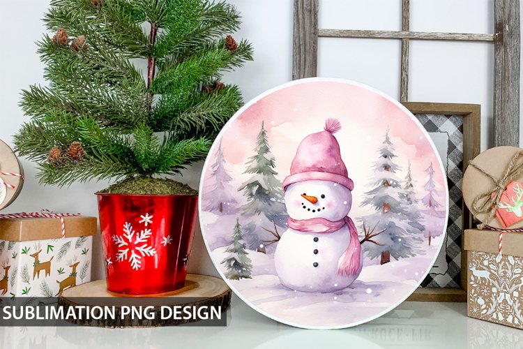 Christmas Snowman Round Sign