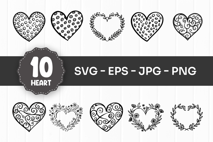 Ornamental Heart Line Art Drawings SVG PNG