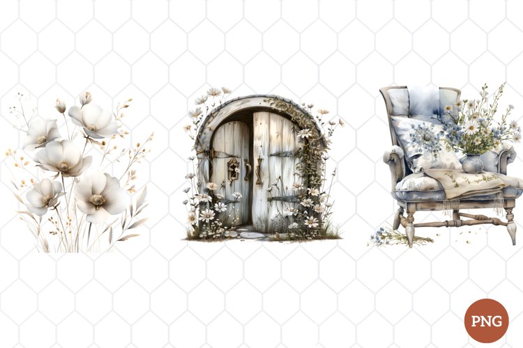 Watercolor Rustic Flowers Clipart (3760960)