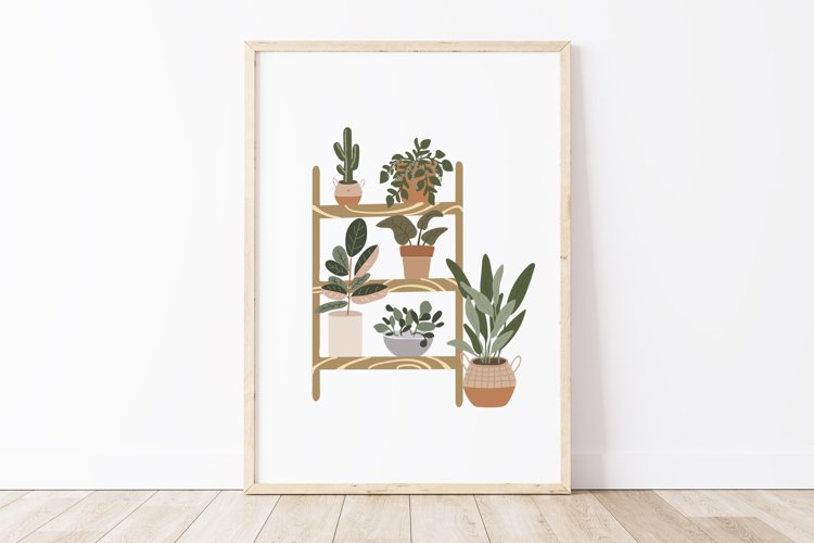 Boho home plant wall print, Plants composition wall poster