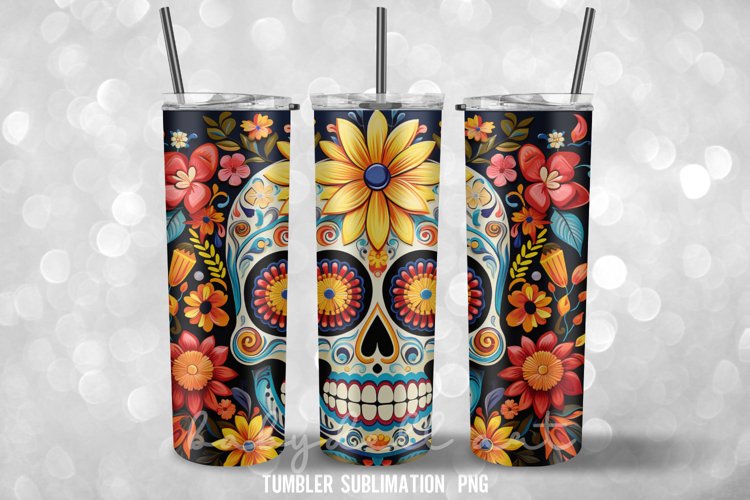 Skull style mexican Tumbler Sublimation Design