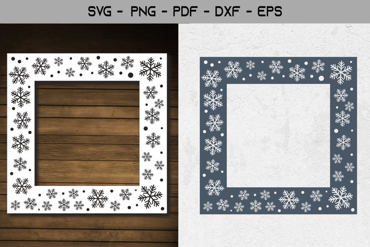 Snow Frame Paper Cut Template Design SVG