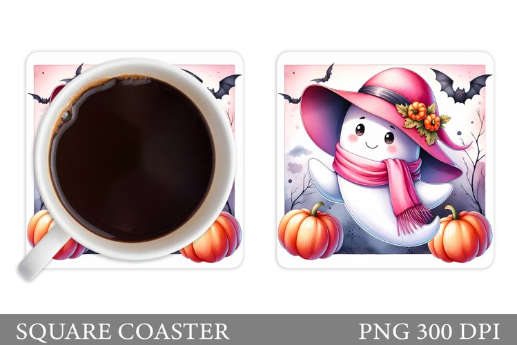 Cute Ghost Coaster Design. Cute Halloween Coaster (4319094)