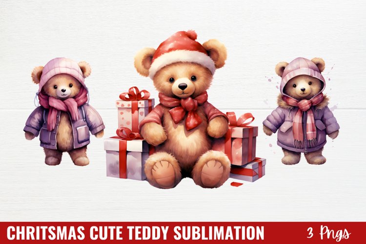 Christmas Cute Teddy Sublimation clipart (4276307)