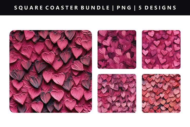 Heart Square Coaster Design | Square Coaster PNG (3216438)