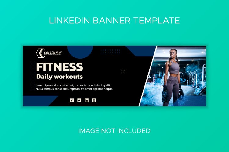 Flat gym and fitness social media LinkedIn cover template