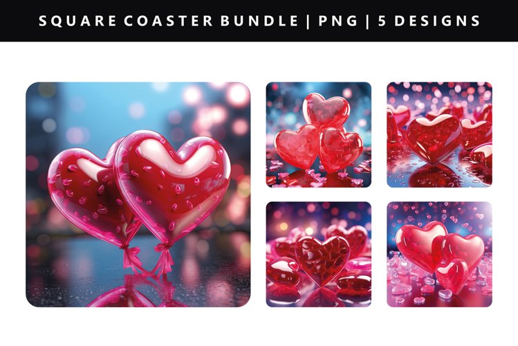 Puff Heart Square Coaster Design | Square Coaster (3279535)