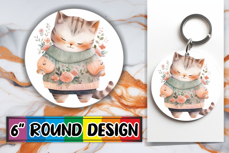 Playful Round Cat Sublimation Pattern