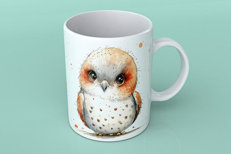 Cute Hawk Bird Baby Watercolor Handmade (3229255)