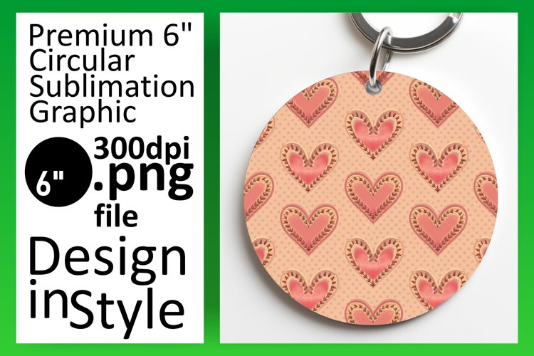 Artful Circle Design for Keychains , Heart