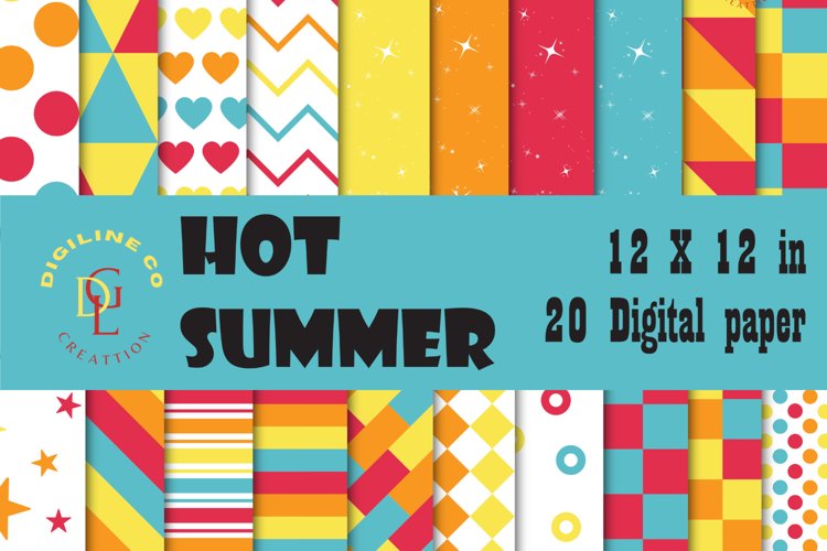 hot summer Digital paper sunset sunshine yellow scrapbook