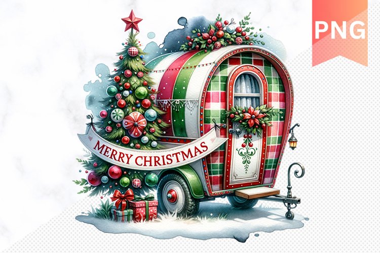 Christmas Whimsical Caravan - Clipart PNG Design