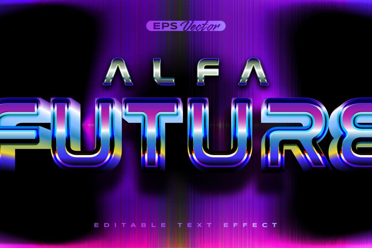Retro shiny Y2K editable text effect alfa future